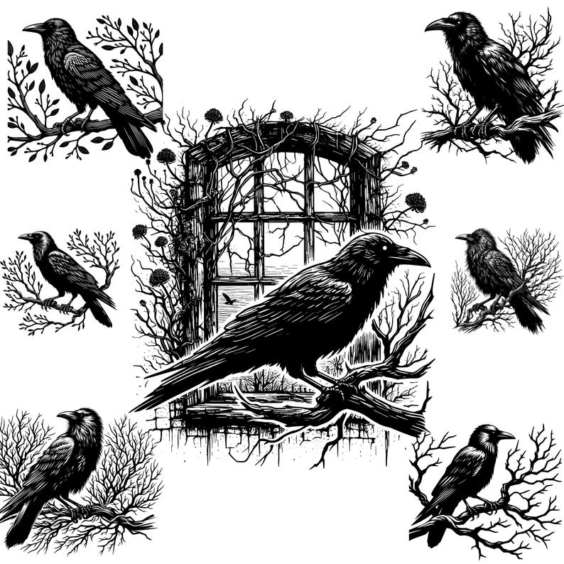 Crow SVG, Engraving File for Laser Machines, Clipart for Cricut ...