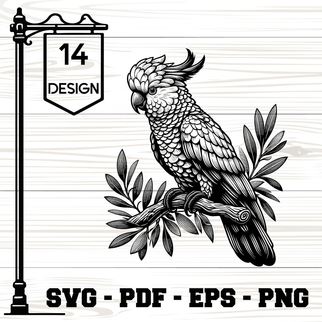 Cockatoo Parrot SVG, Engraving File for Laser Machines, Clipart for ...