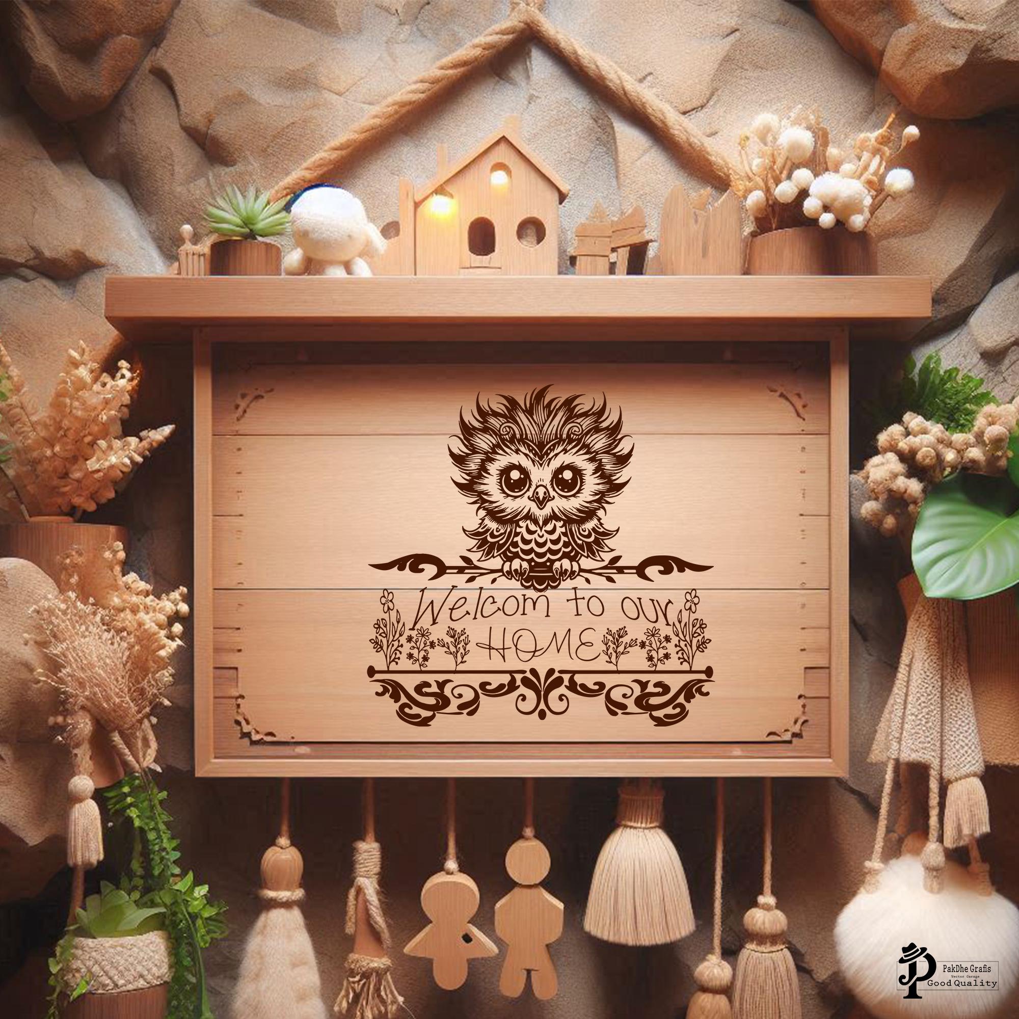 Welcome Home Owl Door Hanger SVG: Laser Cut File (digital Download) - Etsy