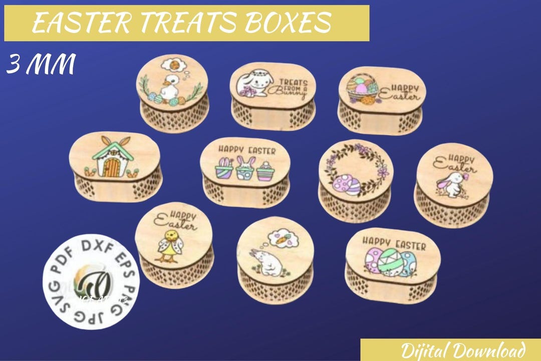 Easter Treat Box SVG: Laser Cut Gift Box Bundle (digital Download) - Etsy