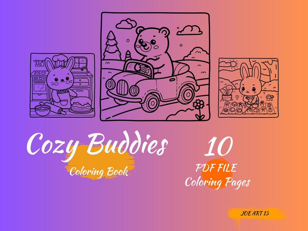 Cozy Buddies Coloring Pages – 10 Cute & Relaxing Designs (8.5x11" PDF ...