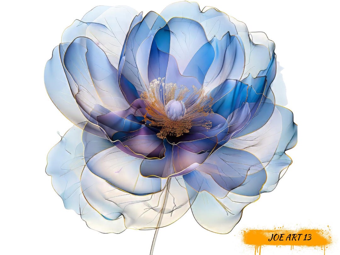 5 Abstract Flowers Clipart | Watercolor PNG | Printable Floral Art ...