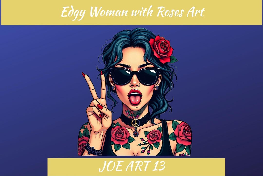 Edgy Woman With Roses PNG, Alternative Fashion Art, Bold Tattoo ...