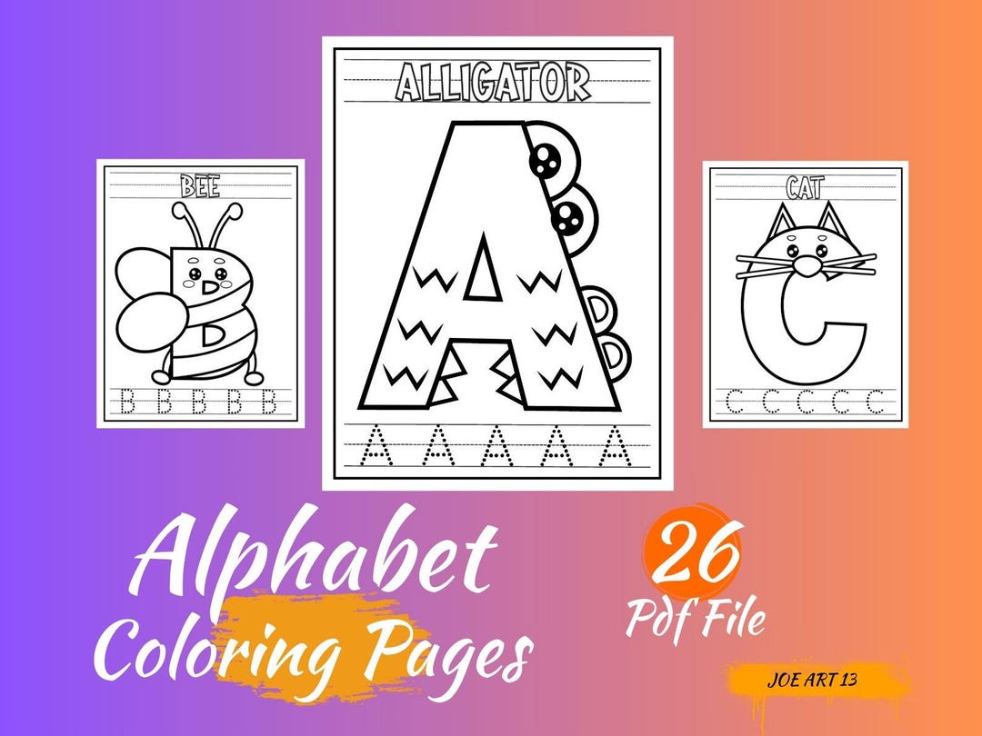 Fun and Educational Alphabet Coloring Pages | 26-page PDF | 8.5x11 ...