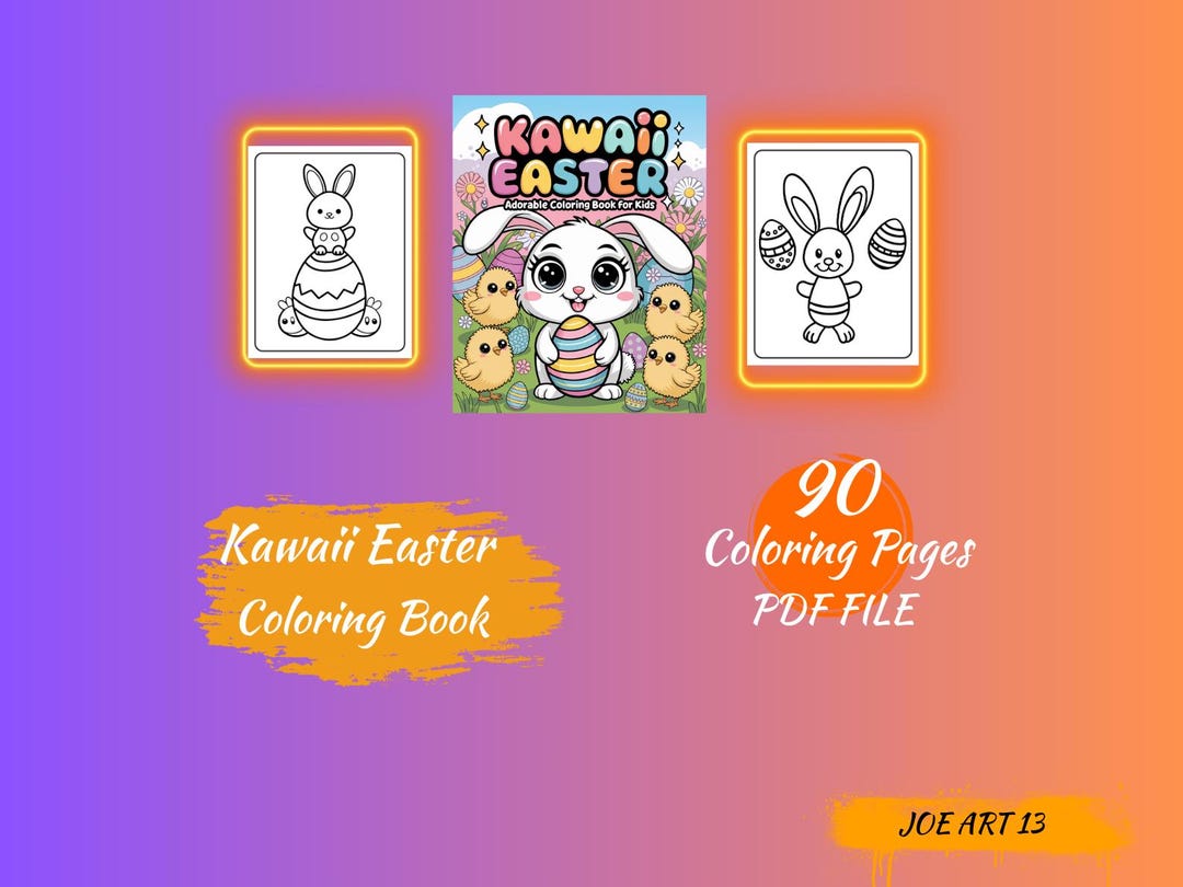 90 Kawaii Easter Coloring Book,cute Bunny and Egg Designs,fun and ...