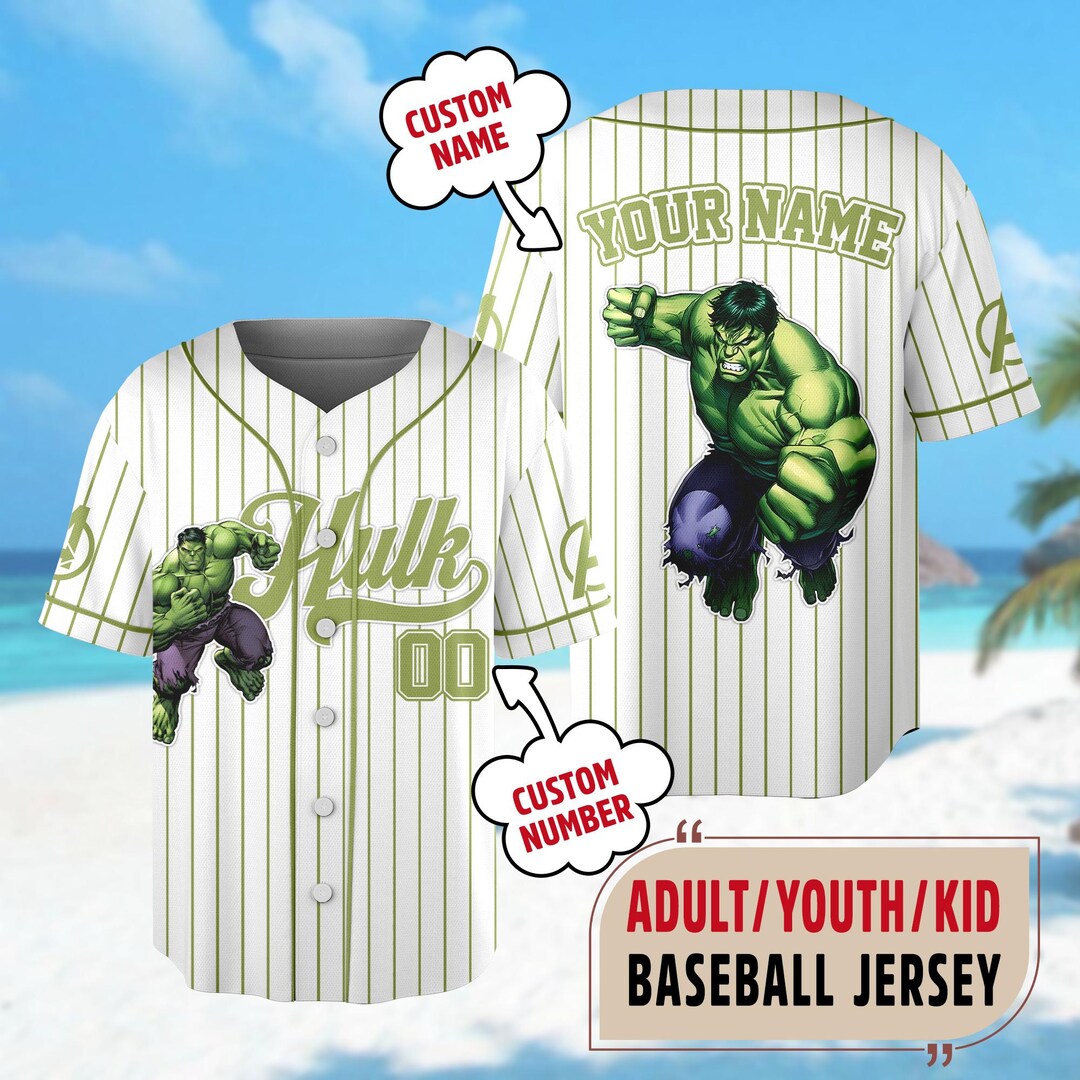 Personalized Hulk 2 Baseball Jersey, Hulk Superhero Jersey, Super Hero ...
