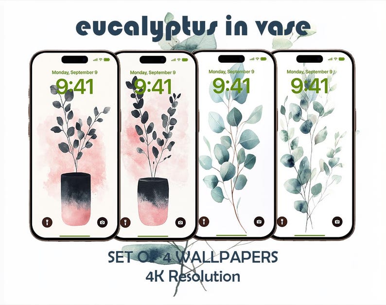 Minimalist Plant Theme Wallpaper, 4K Phone Wallpapers Set of 4, iPhone ...