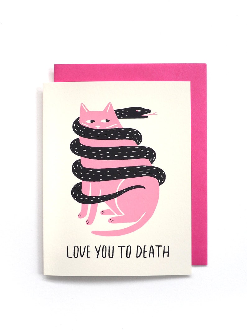Love You to Death Screen Printed Card - Etsy