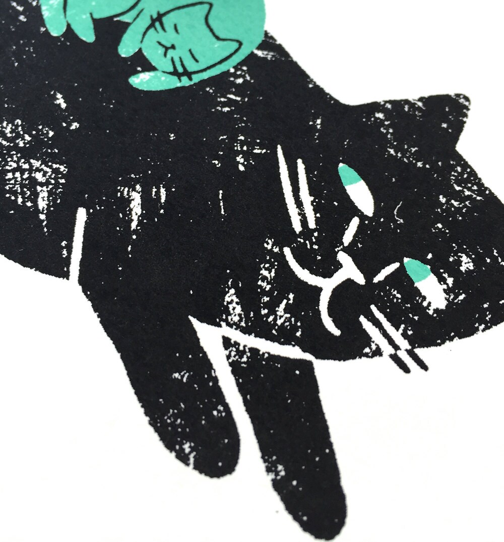 NEW BABY cat Screen Printed Card - Etsy