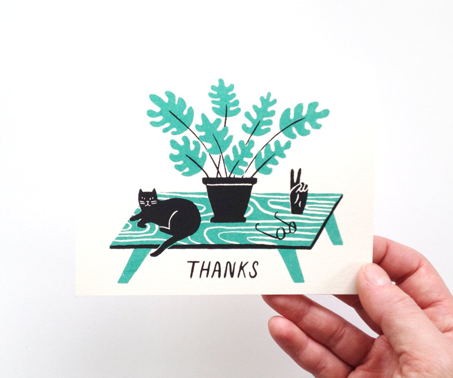 THANKS Screen Printed Thank You Card - Etsy