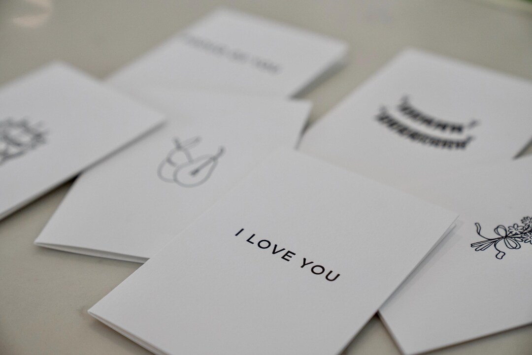 Letterpress Card Set: Black Ink & Blind Deboss - Crane's Lettra Cotton ...