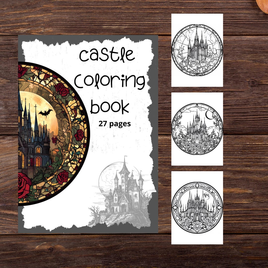 27 Fantasy Castle Coloring Book, Printable PDF, Gothic Landscape ...