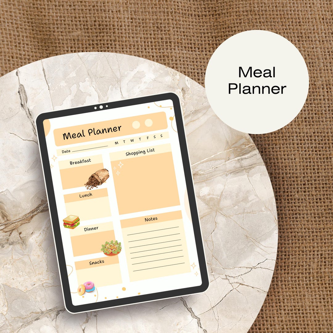 Printable Weekly Meal Planner Landscape, Food Diary, Meal Tracker, Food ...