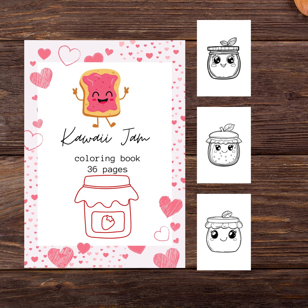 36 Bold and Easy Coloring Book, Jam in a Jar Coloring Pages, Cute ...