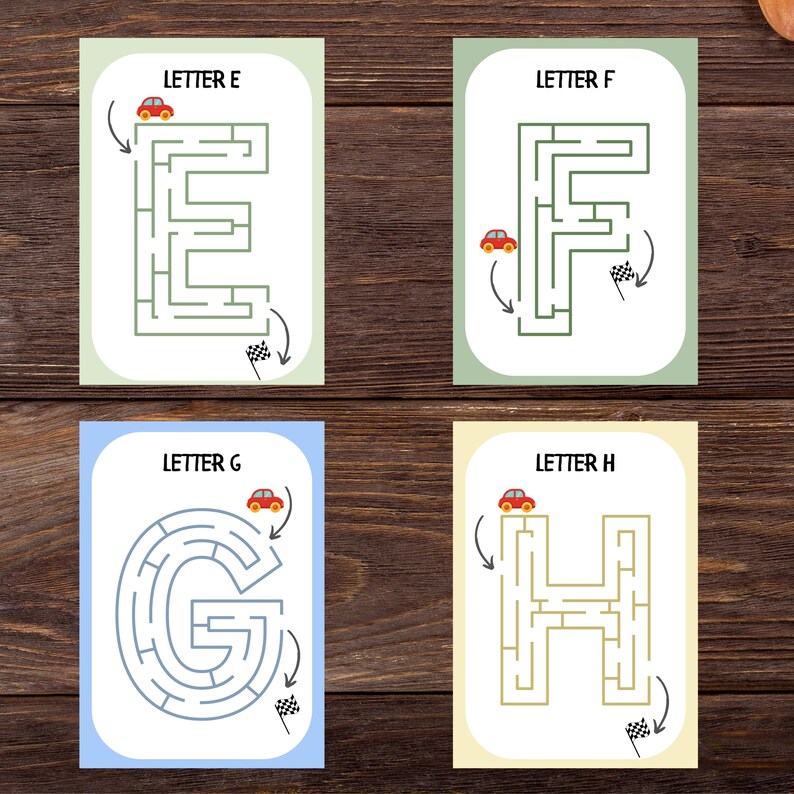 Alphabet Maze Flashcards | A-Z Letter Maze Worksheets | Preschool ...