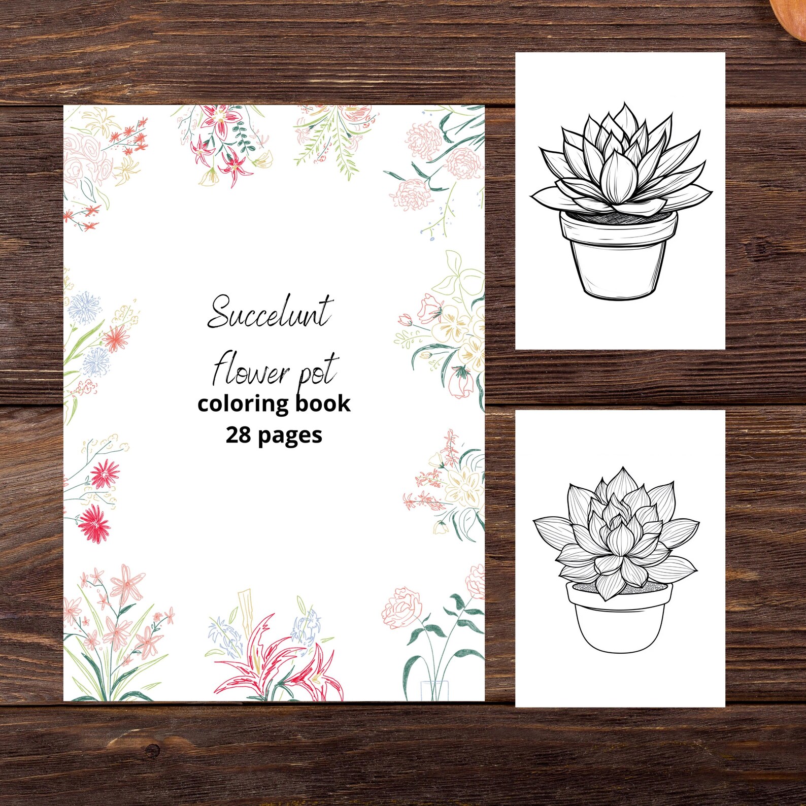 28 Succelants Plants Coloring Pages | Digital Download | Adult Coloring ...