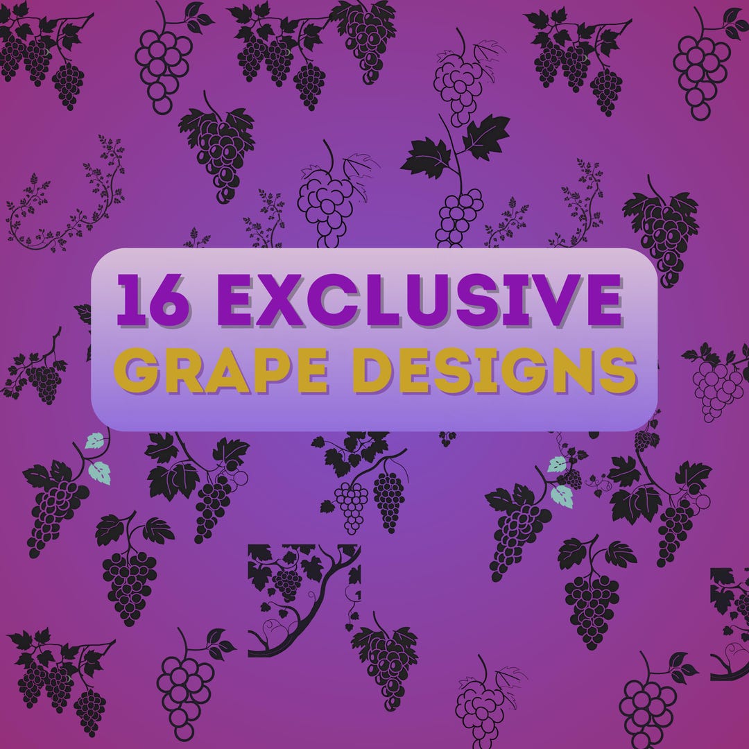 16 Exclusive Grape Designs - PNG, JPG, SVG Files for Crafting Diy ...