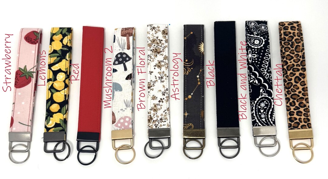 Fabric Wristlet Keychains, Key Fob Fabric Keychain, Pattern Keychains ...
