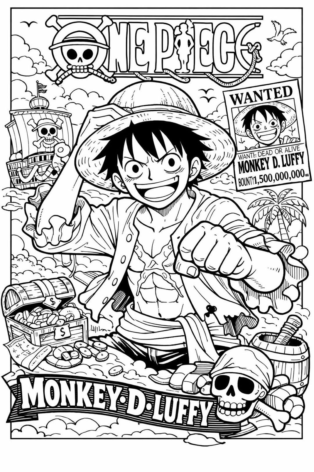 One Piece Coloring Sheets - Etsy