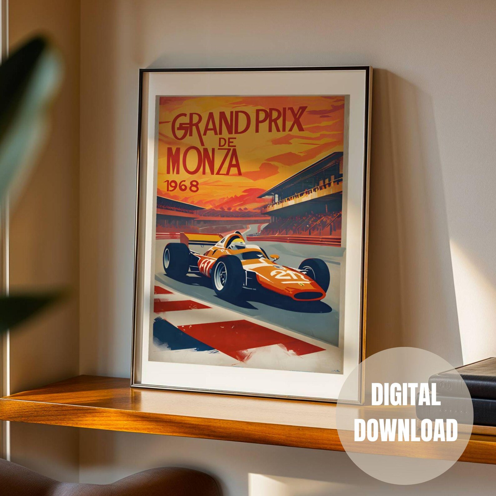 Vintage F1 Grand Prix Monza 1968 Poster | Classic Racing Wall Art ...