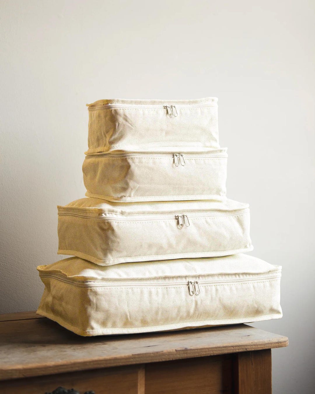 Organic Packing Cubes, 4-piece Travel Organizer Set Made of Cotton ...