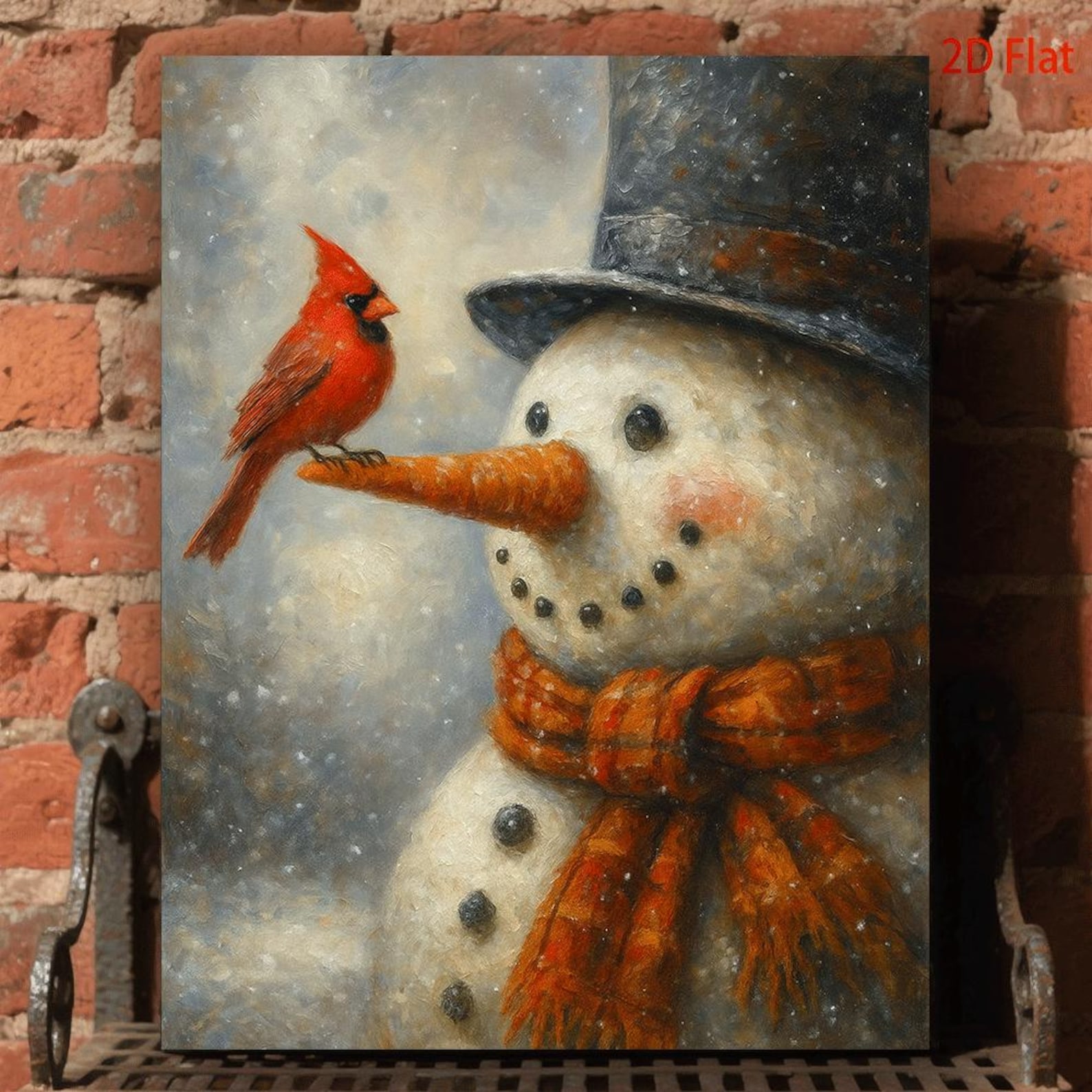 Cardinal and Snowman Winter Canvas Art - Rustic Holiday Home Decor - Etsy
