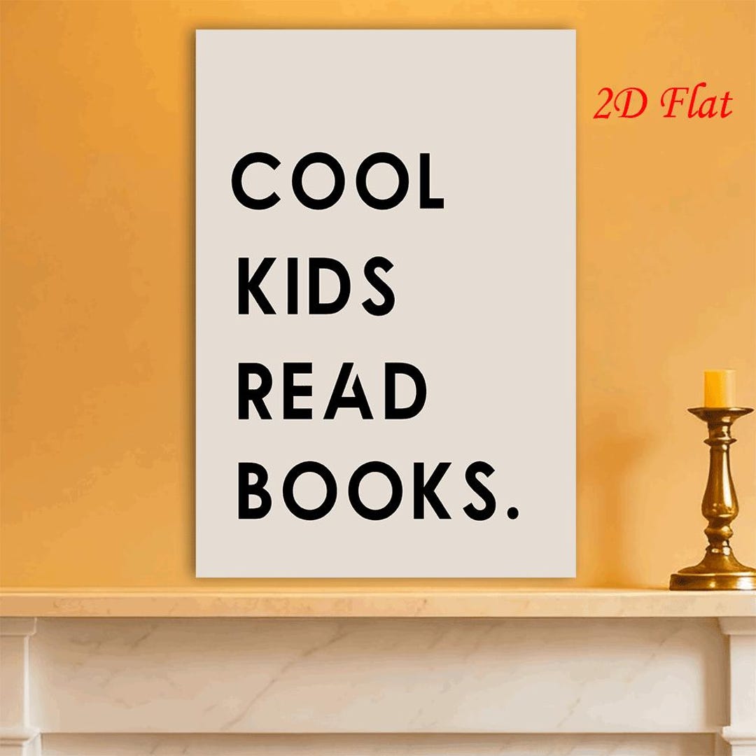 Cool Kids Read Books Wall Art Print, Minimalist Reading Motivational ...