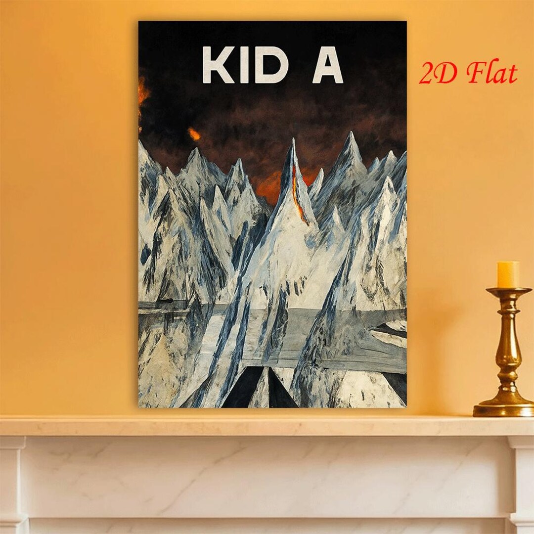 Radiohead Kid A Print Abstract Mountain Art Dark Landscape Artwork for ...