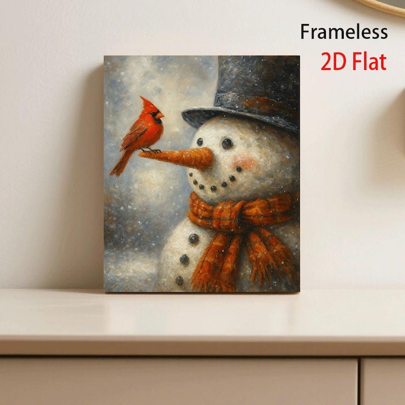 Cardinal and Snowman Winter Canvas Art - Rustic Holiday Home Decor - Etsy