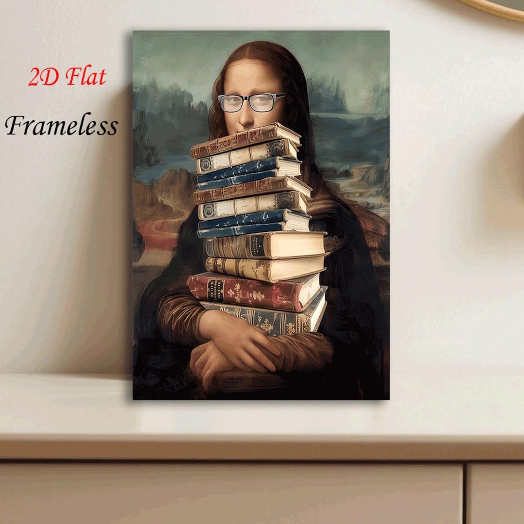 Mona Lisa Book Lover Parody Art Print, Literary Fan Decor, Modern ...