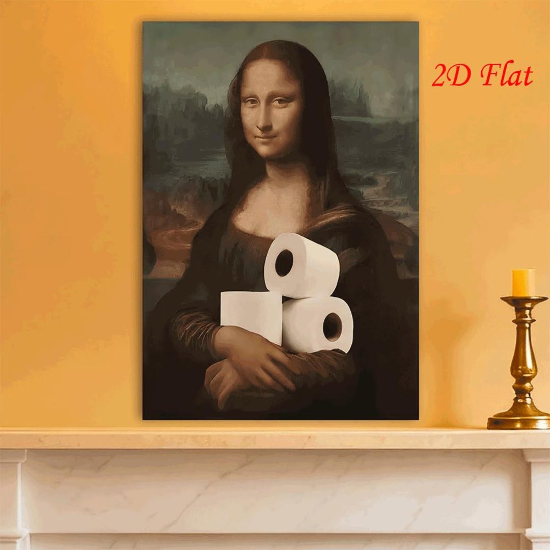 Funny Mona Lisa Toilet Paper Parody Wall Art Print, Humorous Art Lover ...