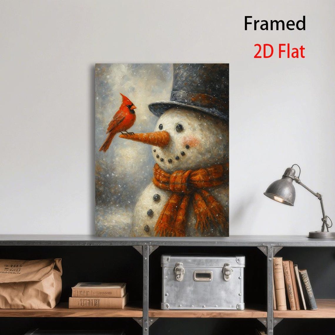 Cardinal and Snowman Winter Canvas Art - Rustic Holiday Home Decor - Etsy