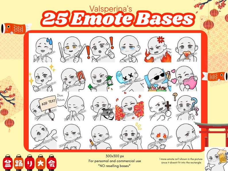 25 Chibi Emote Bases: Twitch, Discord, Vtuber (PSD File) - Etsy