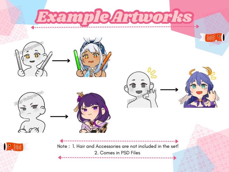 25 Chibi Emote Bases: Twitch, Discord, Vtuber (PSD File) - Etsy