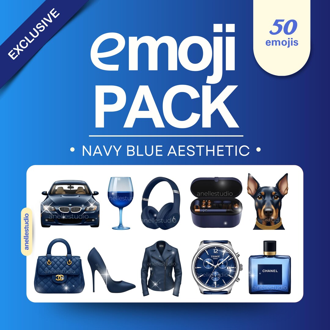 Ios 18 Navy Blue Aesthetic Emoji Stickers Pack | High-quality PNG ...