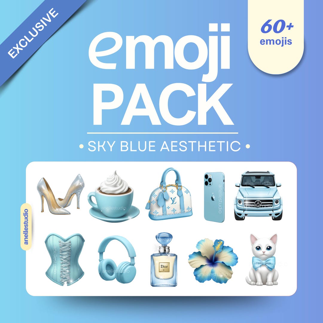 Ios 18 Sky Blue Aesthetic Emoji Stickers Pack | High-quality PNG ...