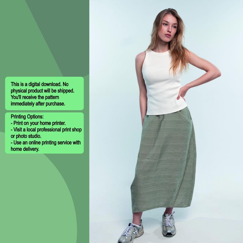 Balloon Skirt Pattern for Women With Pockets | PDF Sewing Pattern ...