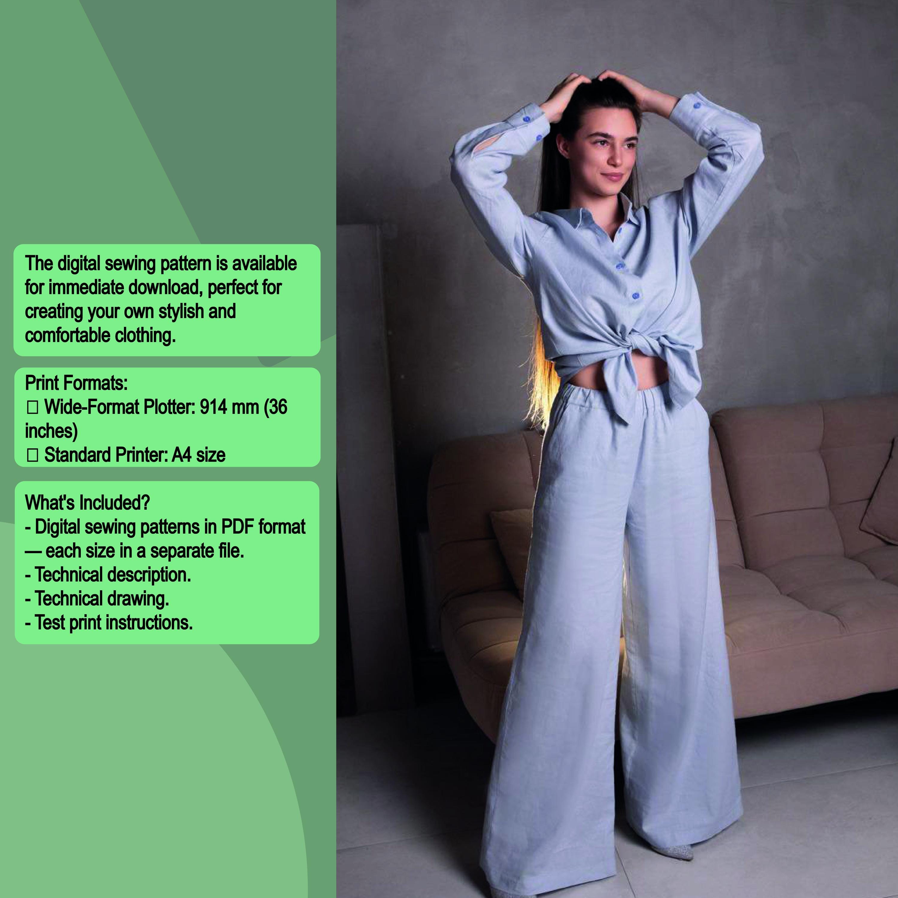 Palazzo Pants Sewing Pattern | PDF Download | Sizes S–XL | Instant ...