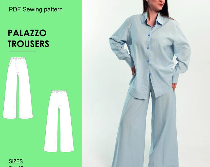 Palazzo Pants Sewing Pattern | PDF Download | Sizes S–XL | Instant ...