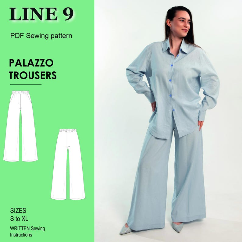 Palazzo Pants Sewing Pattern | PDF Download | Sizes S–XL | Instant ...
