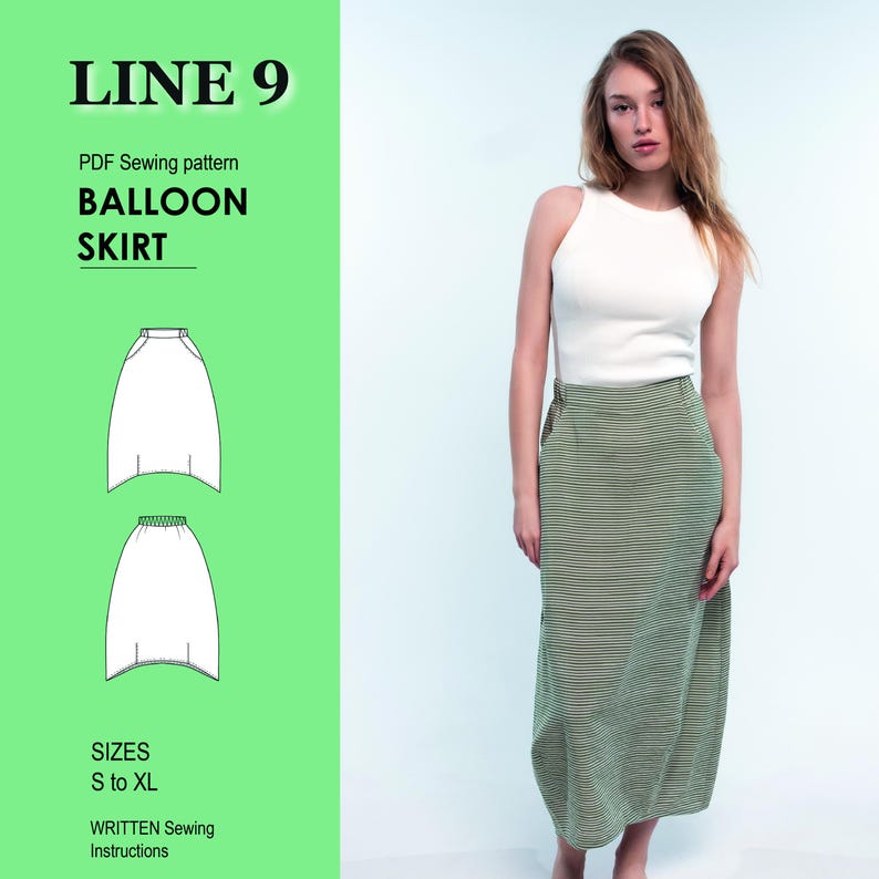 Balloon Skirt Pattern for Women With Pockets | PDF Sewing Pattern ...