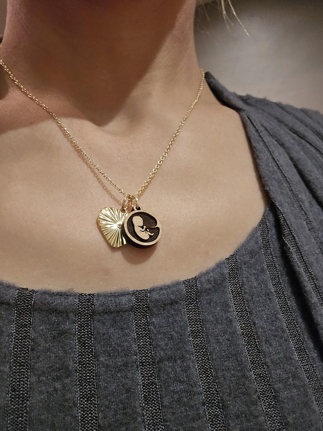 Baby in the Womb - Laser Engraved - Necklace With Heart Charm - Etsy