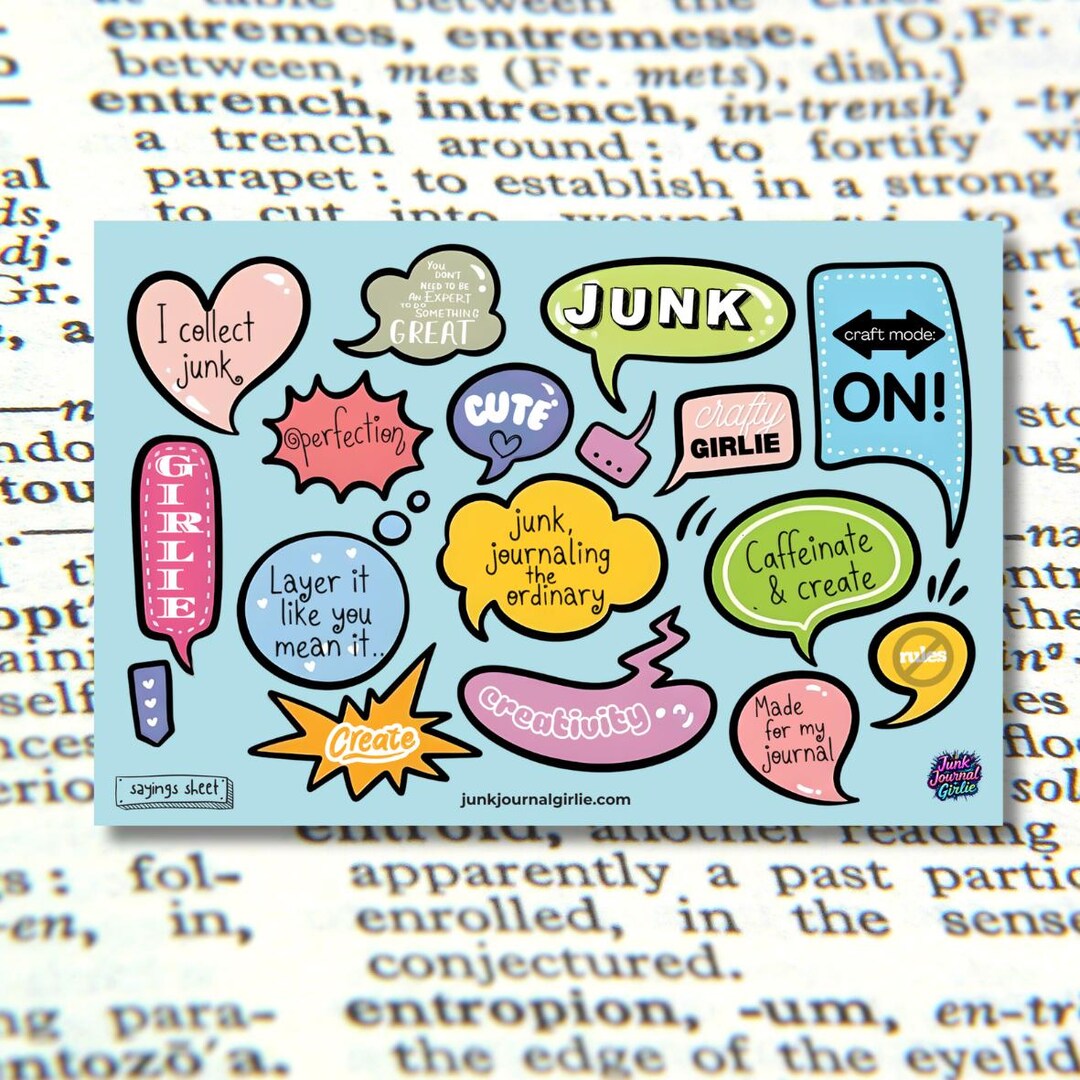 Junk Journal Sayings 4X6 Sticker Sheet - Etsy