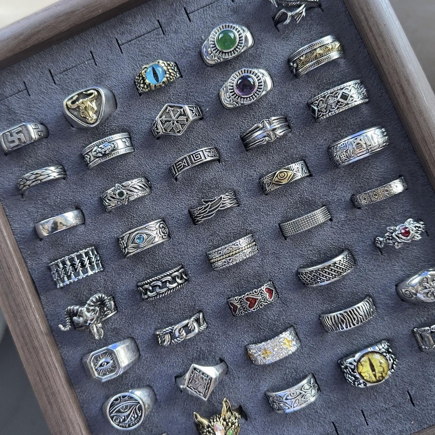 925 Silver Zircon Retro Animal Personality Adjustable Size Rings Man ...