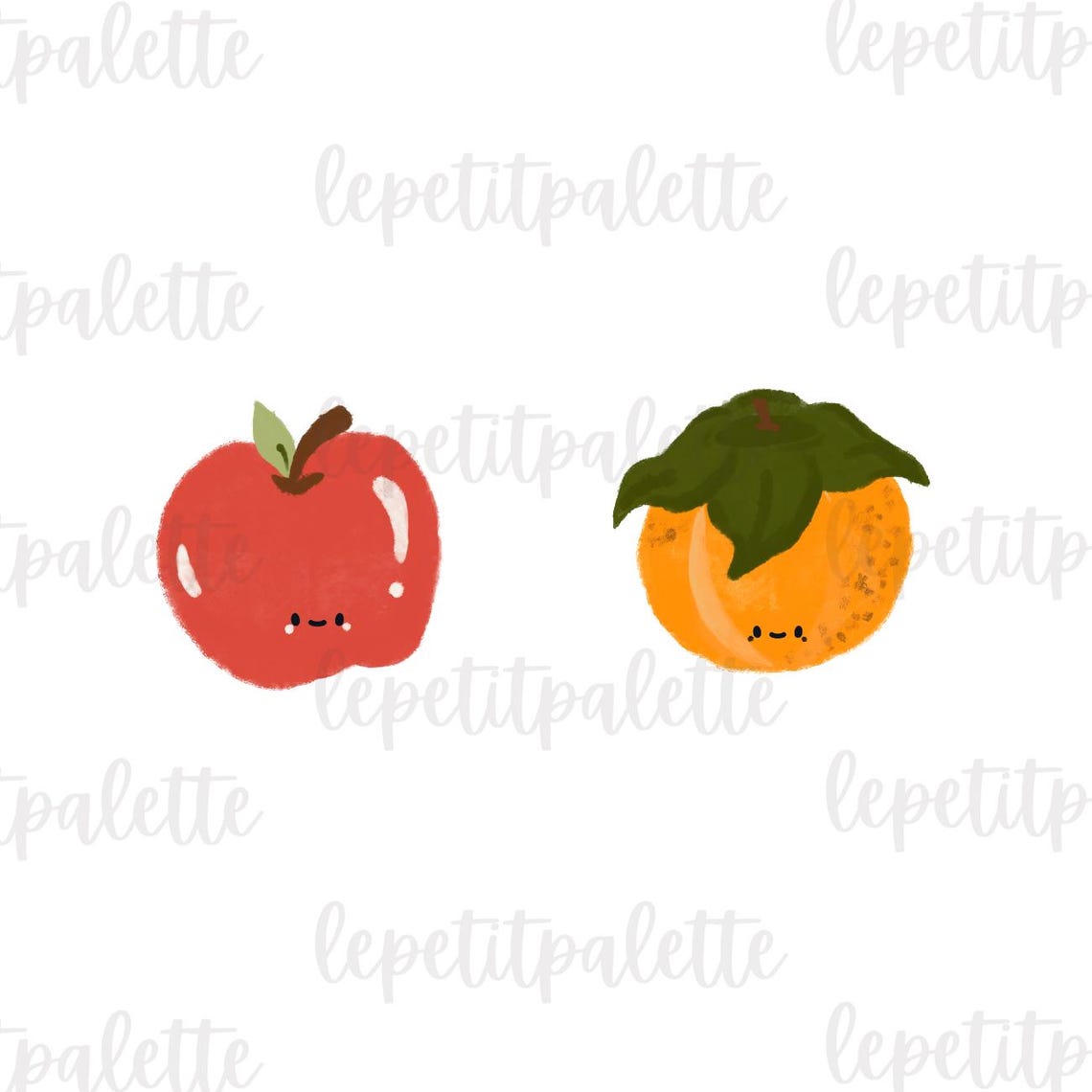 Kawaii Fruit Clipart PNG – Cute Watercolor Fruit Bundle – Hand-drawn ...