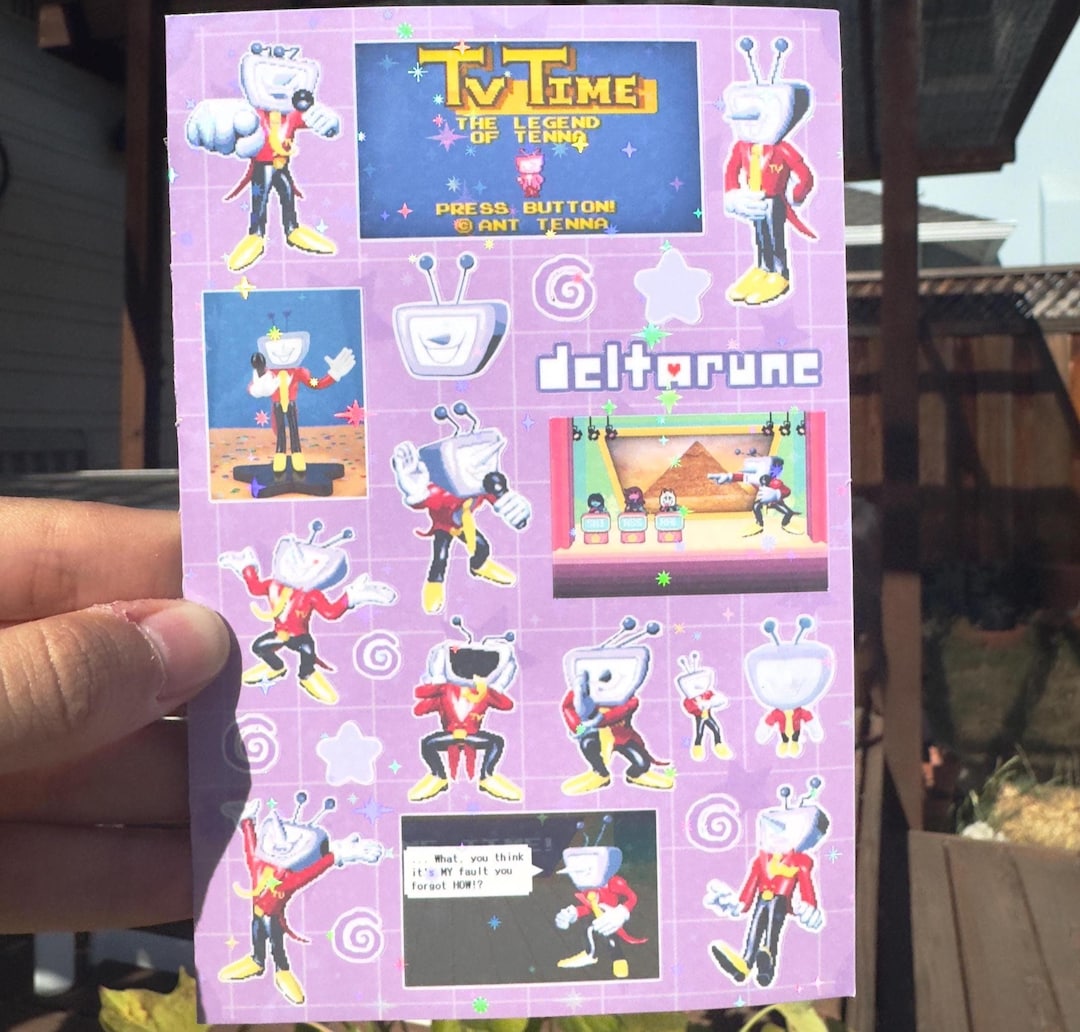 Tenna Deltarune Sparkly Sticker Sheet - Etsy