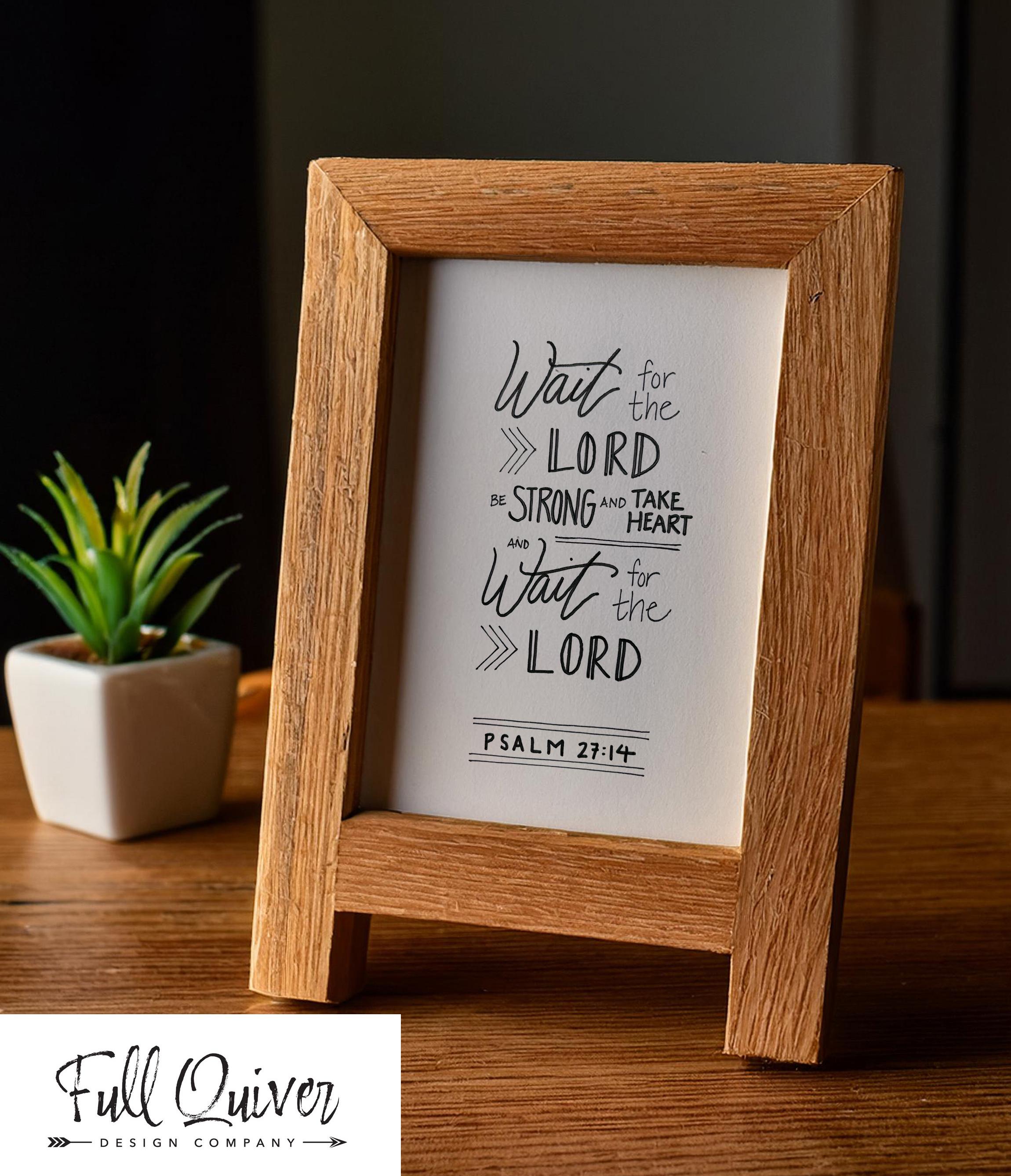 Psalm 27:14 Word Art Print, Hand Drawing, Pen and Ink Sketch, PRINTABLE ...
