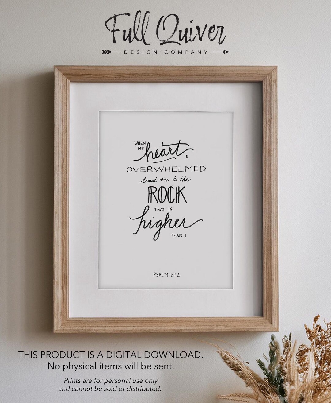 Psalm 61:2 Word Art Print, Hand Drawing, Pen and Ink Sketch, PRINTABLE ...