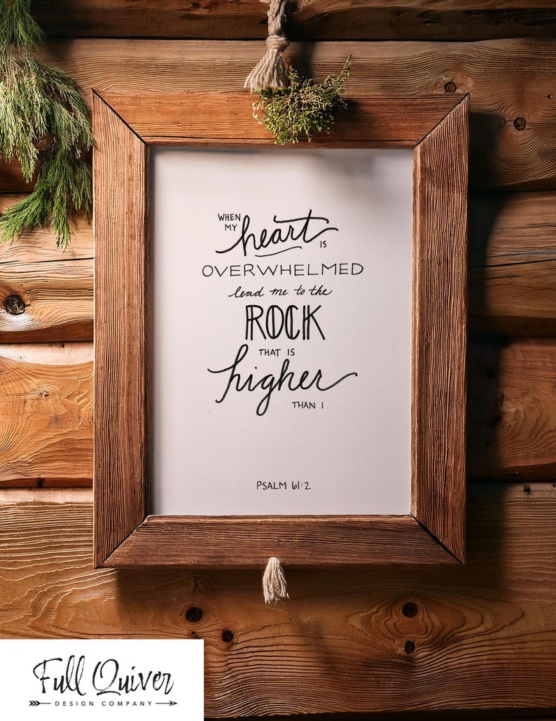 Psalm 61:2 Word Art Print, Hand Drawing, Pen and Ink Sketch, PRINTABLE ...