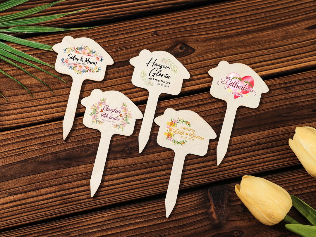 Let Love Grow Wedding Favors Tags Sticks Custom Garden Marker Vegetable ...